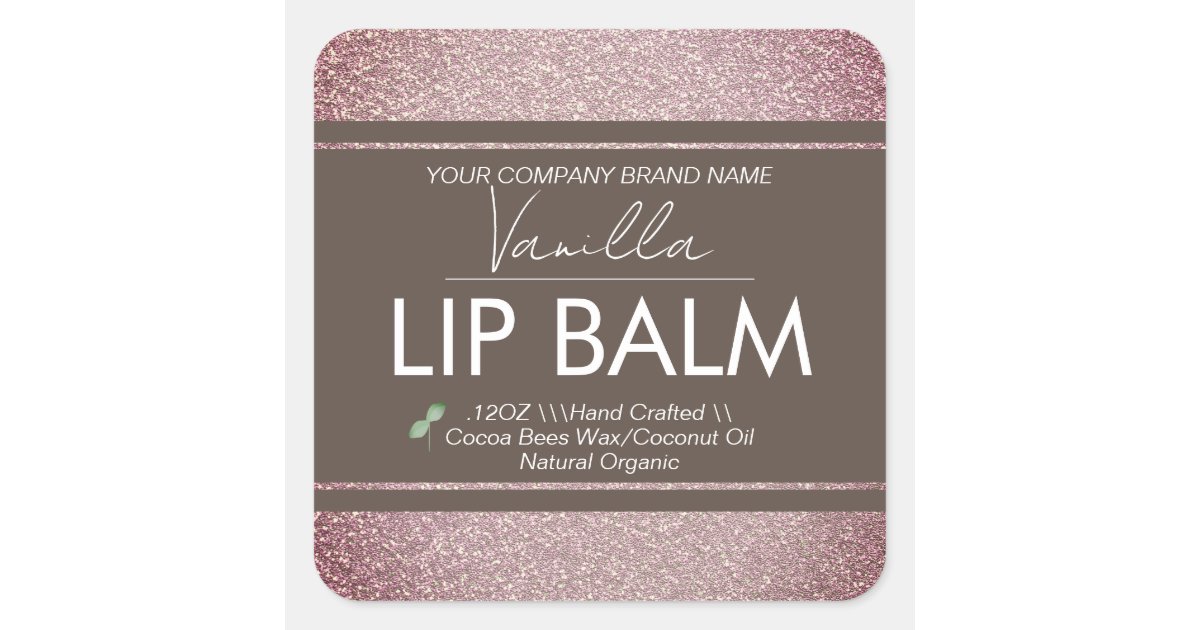 Vanilla Lip Balm Business Packaging Square Sticker | Zazzle