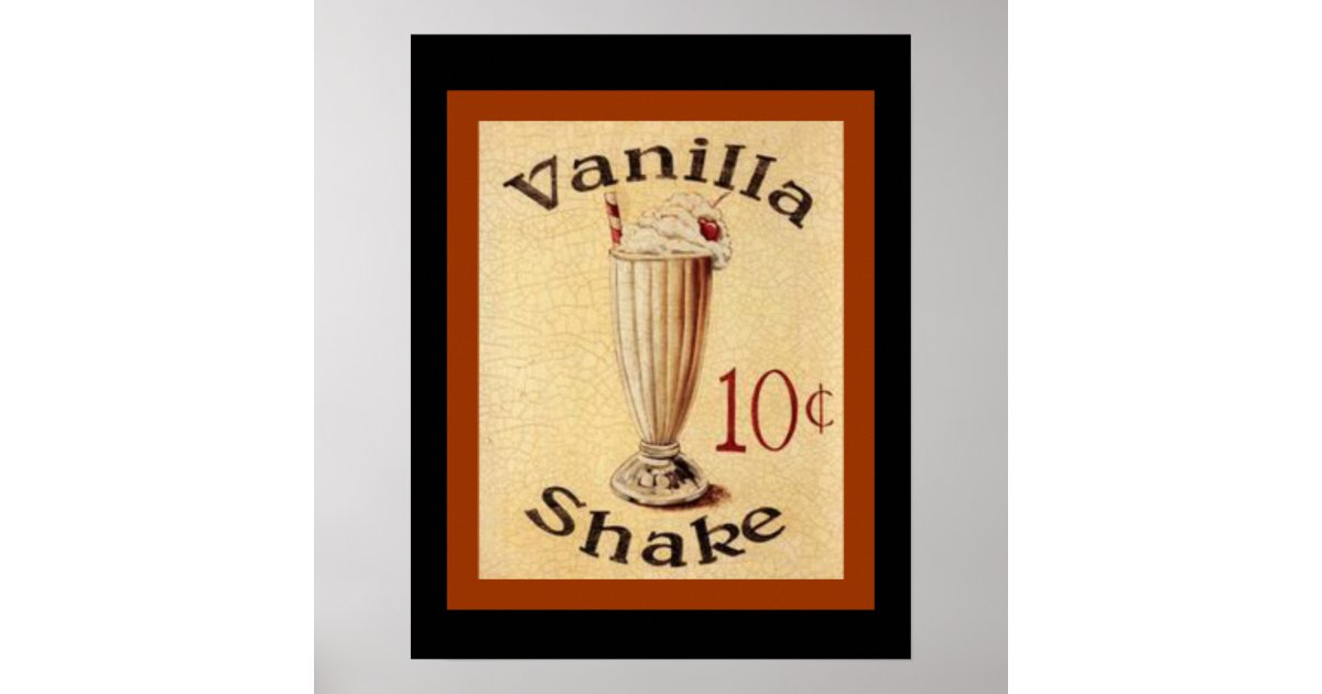 Vanilla Shake Vintage Ad Poster 16 x 20 | Zazzle