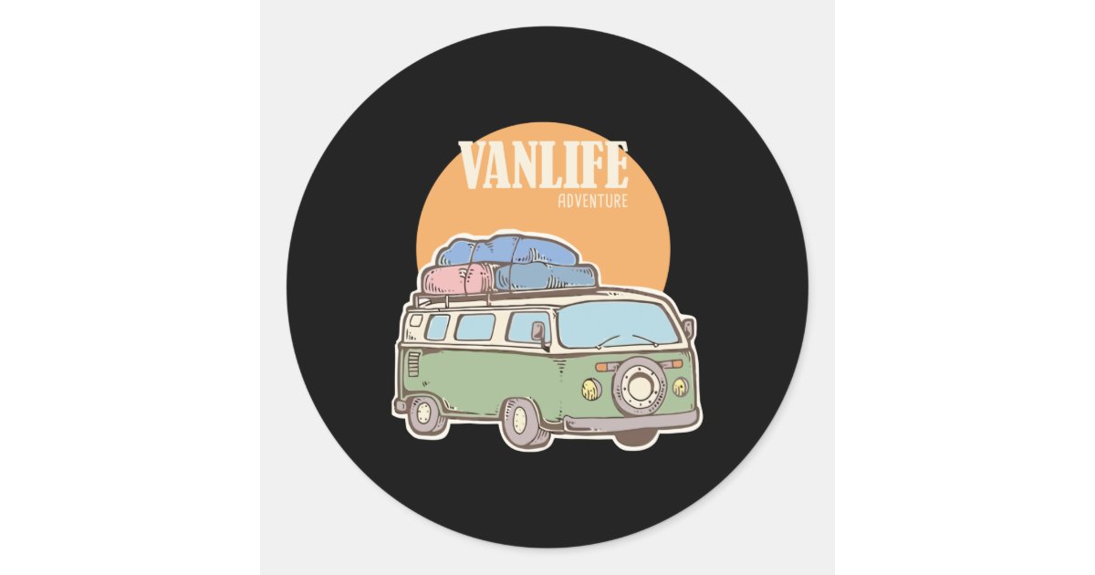 Vanlife Travel Classic Round Sticker | Zazzle