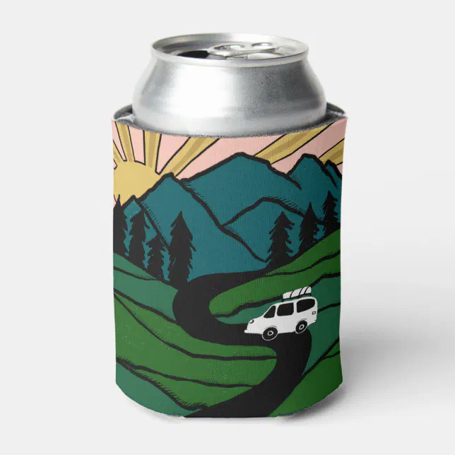 VANLIFE Trees Forest Mountain Explore Adventure Can Cooler | Zazzle