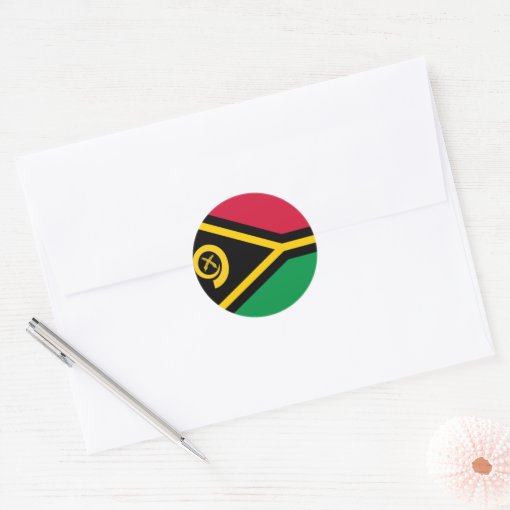 Vanuatu Flag Classic Round Sticker | Zazzle