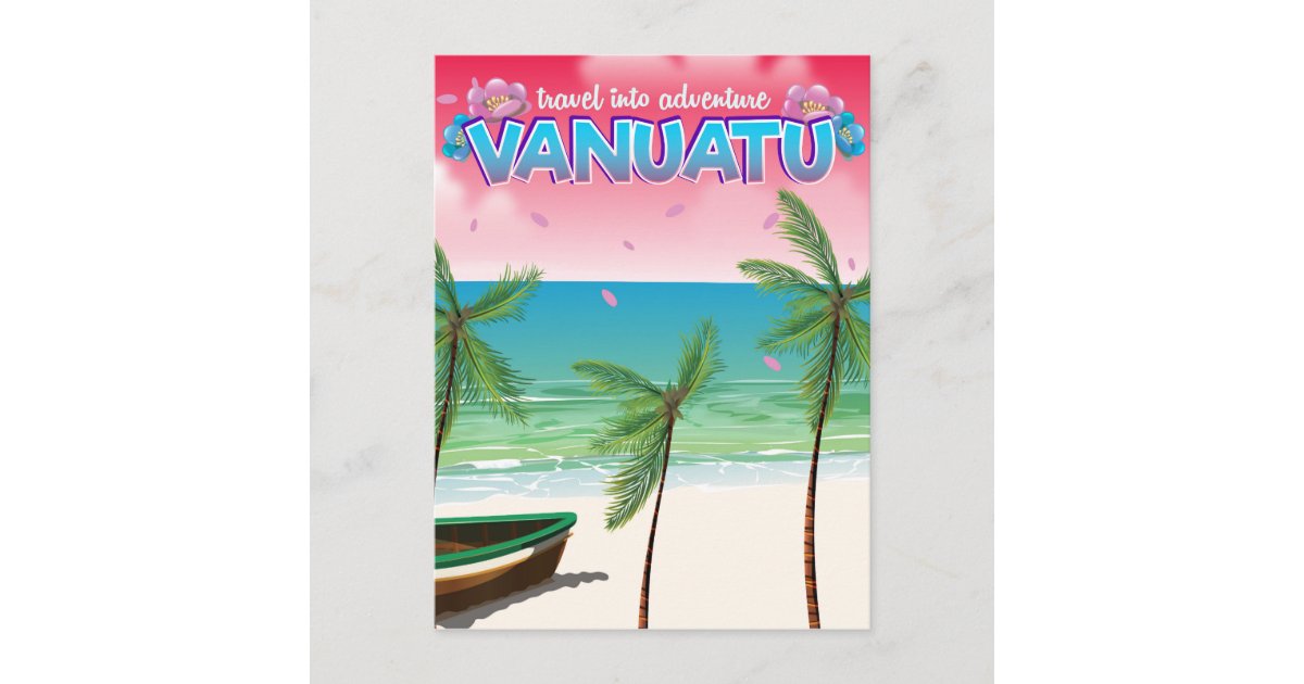 Vanuatu "travel into adventure" travel poster. postcard | Zazzle