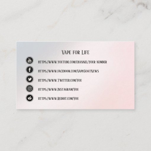VAPE | I VAPE Business Social Media Business Card | Zazzle