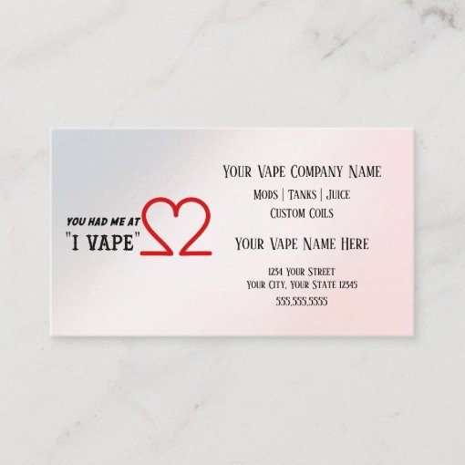 VAPE | I VAPE Business Social Media Business Card | Zazzle