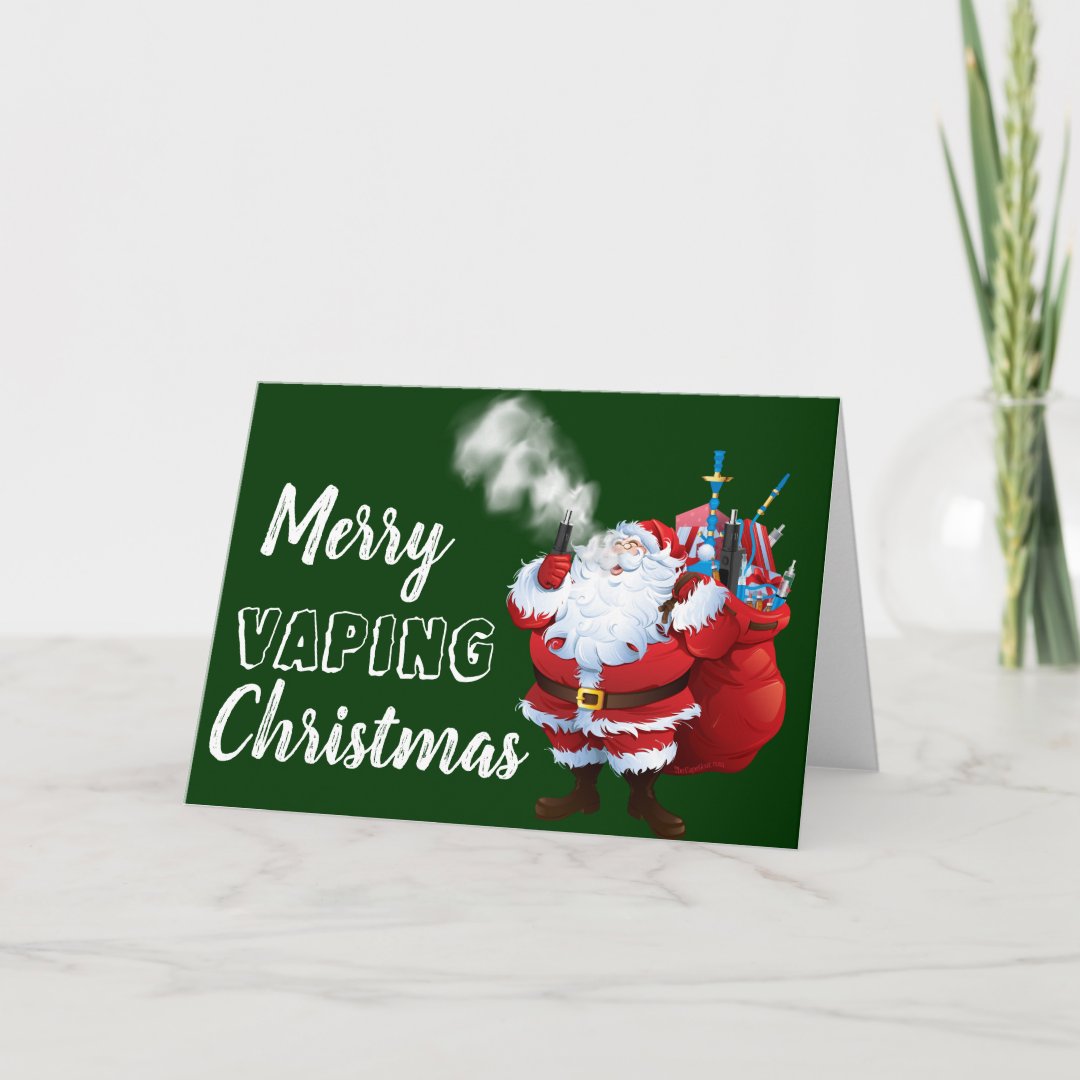 VAPE | Merry Vaping Santa Christmas Holiday Card | Zazzle