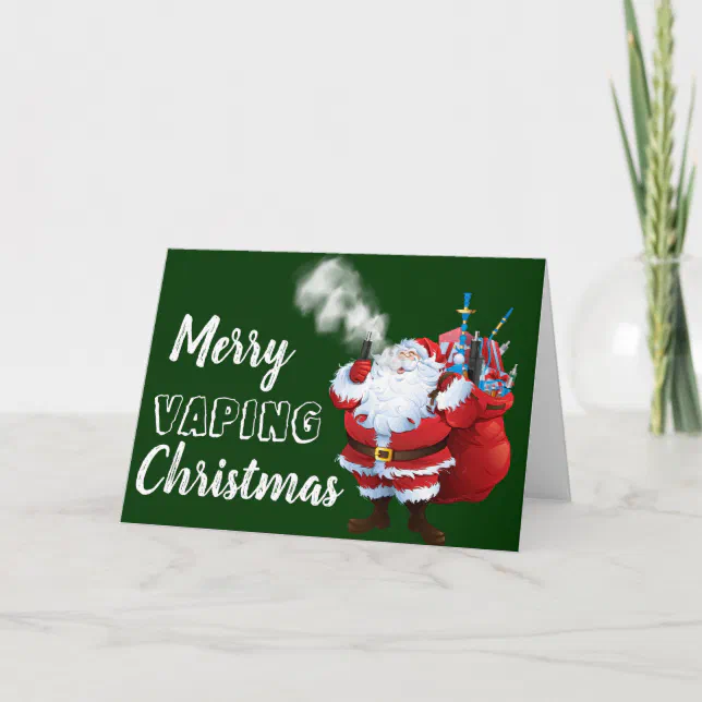 VAPE | Merry Vaping Santa Christmas Holiday Card | Zazzle