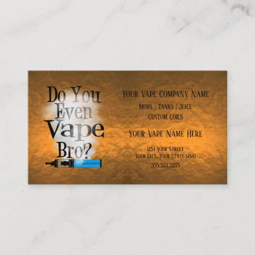 VAPE | Vape Bro Copper Business Social Media Business Card | Zazzle
