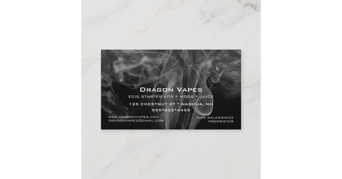 Vapor Vape Plume of Smoke Black & White Business Card | Zazzle