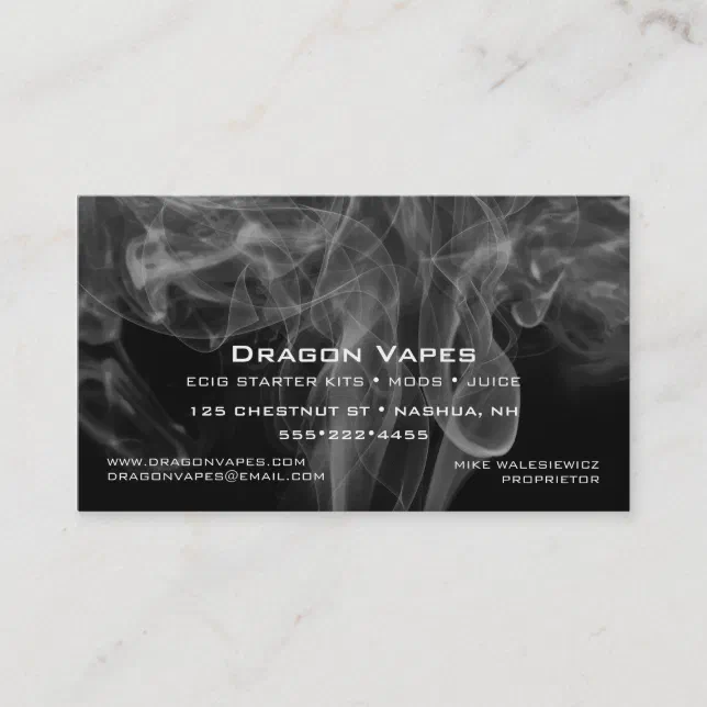 Vapor Vape Plume of Smoke Black & White Business Card | Zazzle