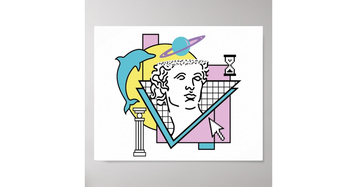 Vaporwave Clean Cartoon Esthetics Poster | Zazzle