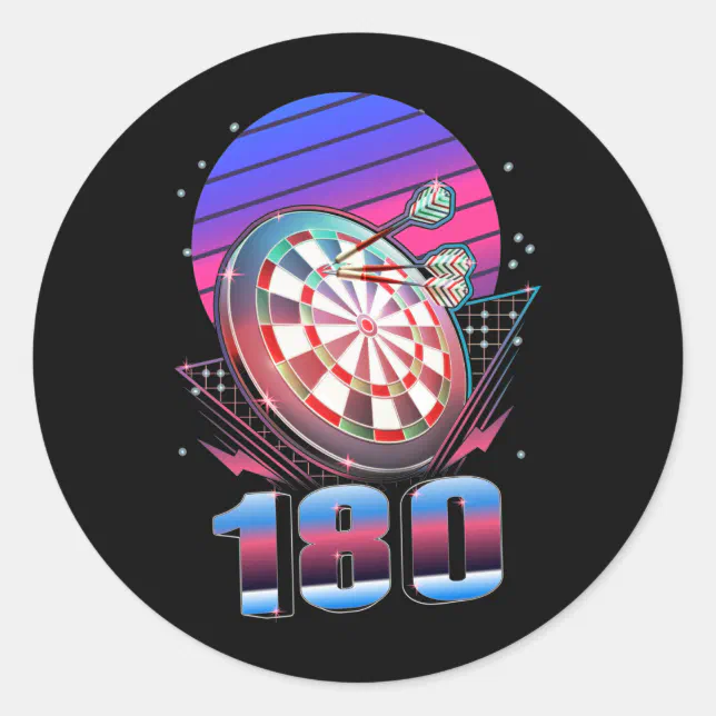 Vaporwave Dart Throwing Dartboard 180 Darts Classic Round Sticker | Zazzle