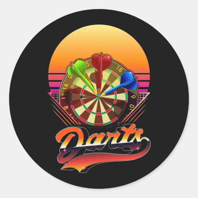 Vaporwave Dart Throwing Dartboard Bullseye Darts Classic Round Sticker ...