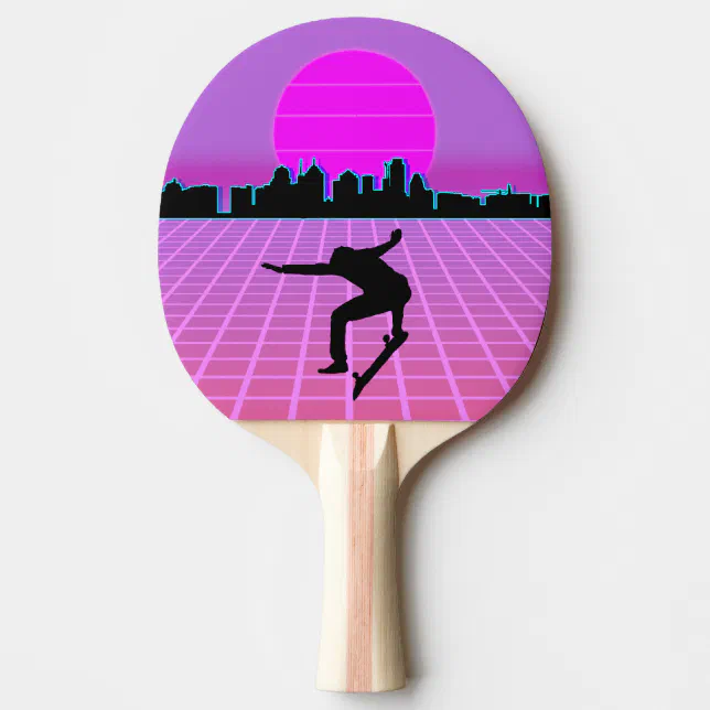 Vaporwave Skateboarder Retro 80's Ping Pong Paddle | Zazzle