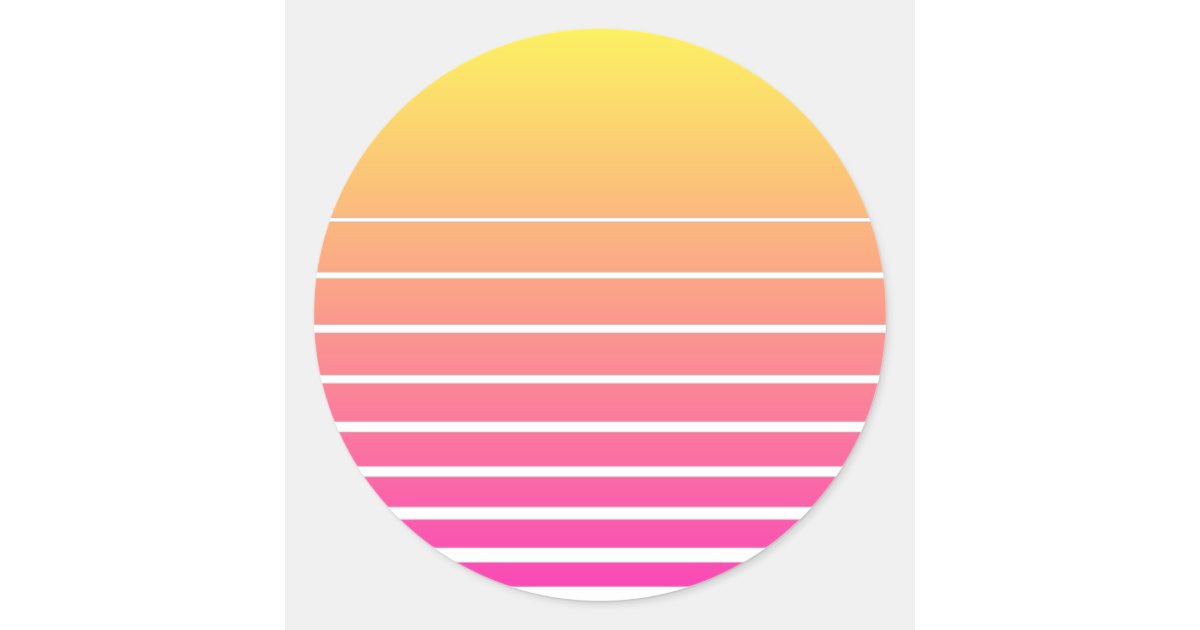 Vaporwave Sun Classic Round Sticker | Zazzle