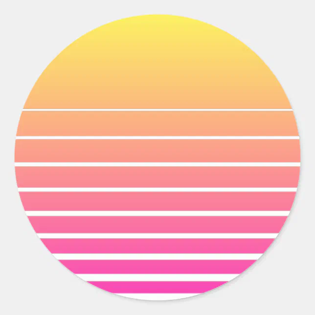 Vaporwave Sun Classic Round Sticker | Zazzle
