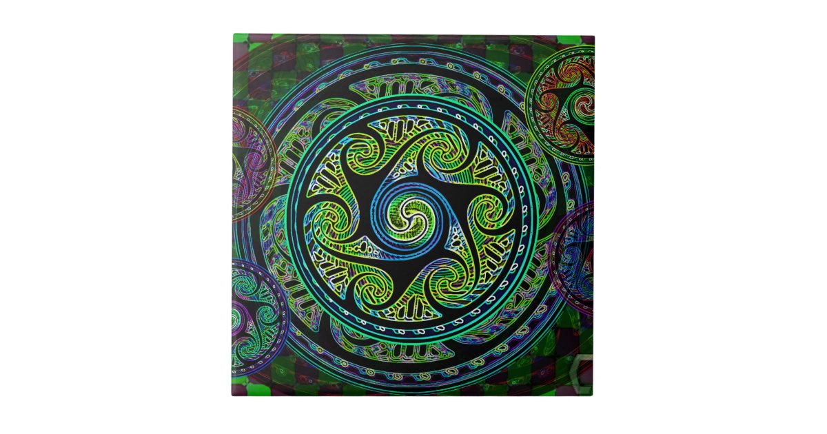 Variated Spheres Vibrant Celtic Knot Tile | Zazzle