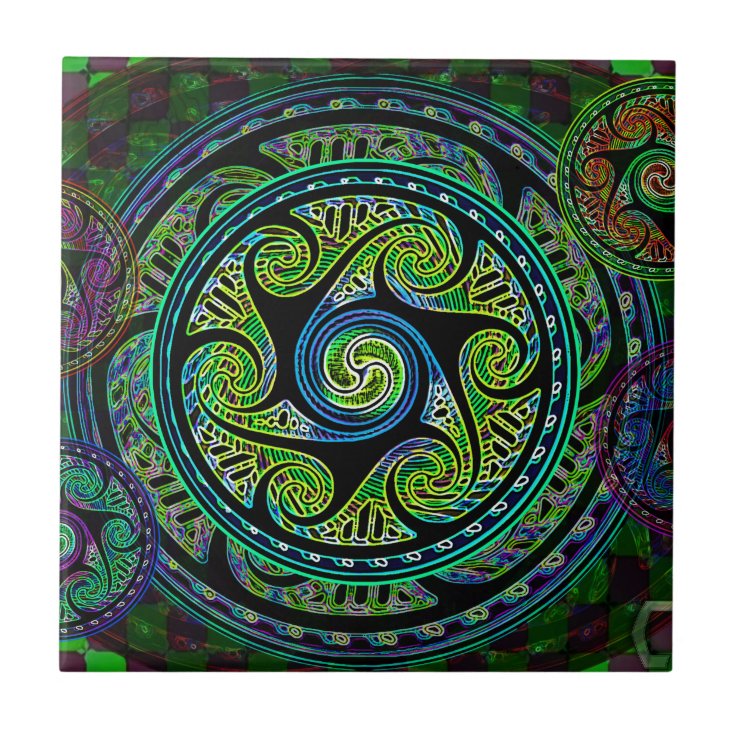 Variated Spheres Vibrant Celtic Knot Tile | Zazzle