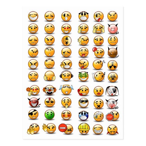 Variations of a Smiley Face emoticon Postcard | Zazzle