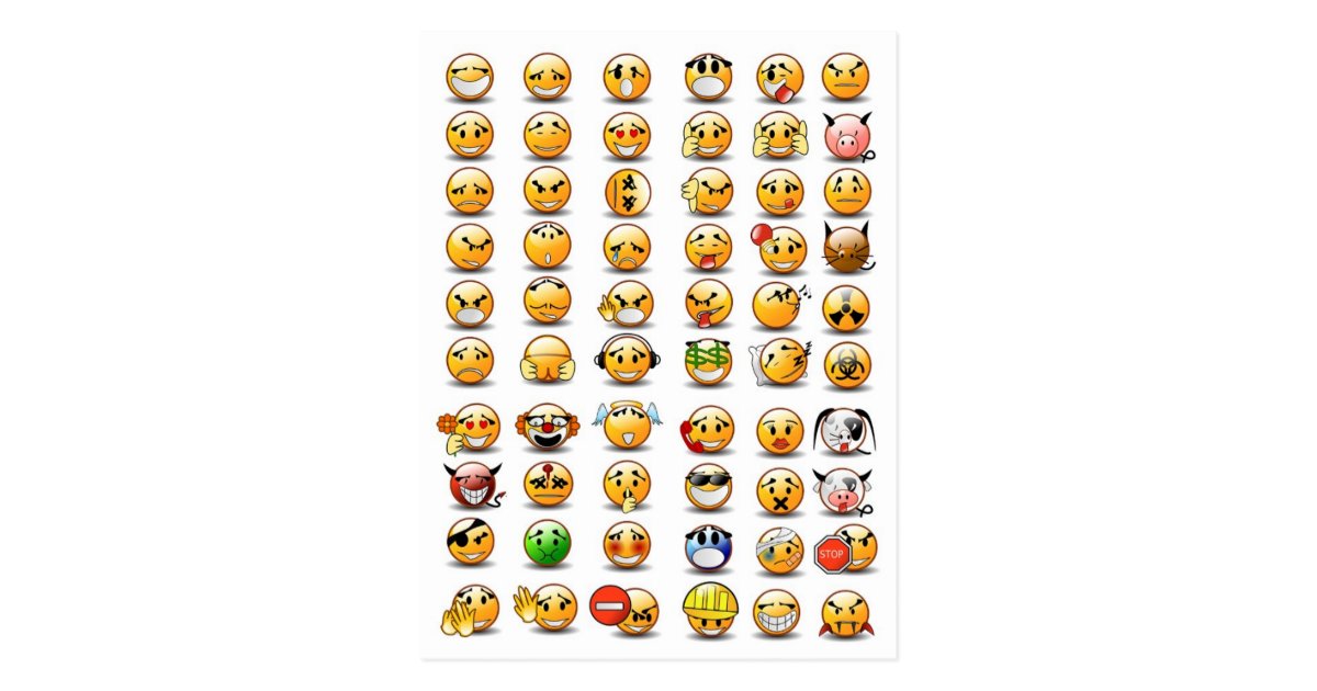 Variations of a Smiley Face emoticon Postcard | Zazzle.com