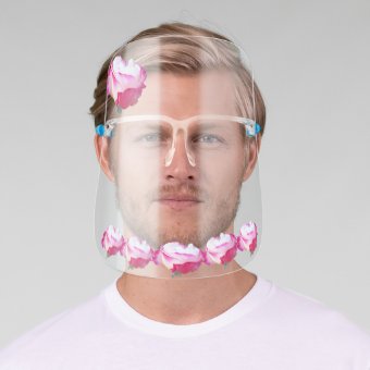 Variegated White and Red Rose Photo Cutouts Face Shield | Zazzle