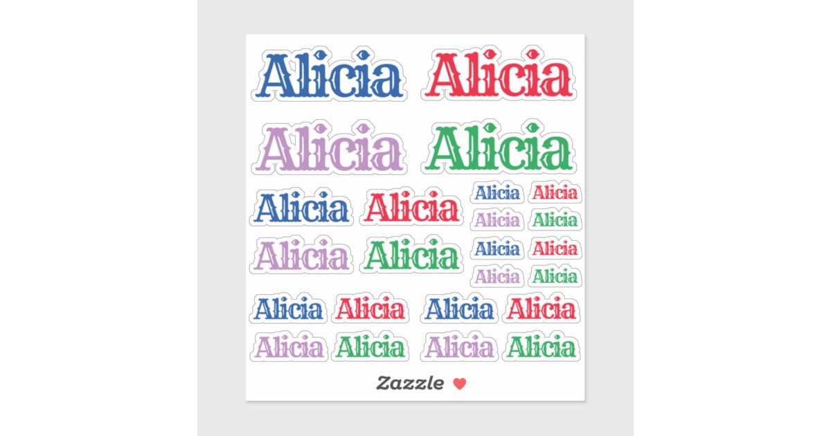 Variety of Sizes of the Name Alicia Sticker | Zazzle