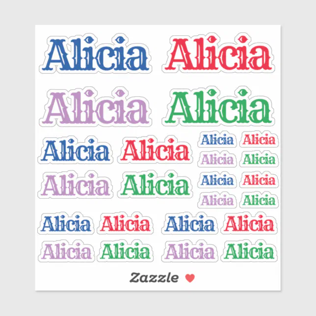 Variety of Sizes of the Name Alicia Sticker | Zazzle