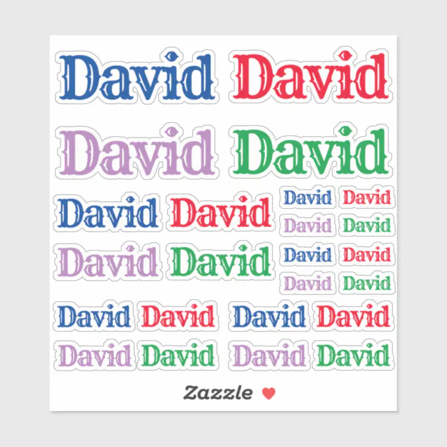 Variety of Sizes of the Name David Sticker | Zazzle