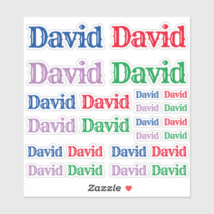 Variety of Sizes of the Name David Sticker | Zazzle