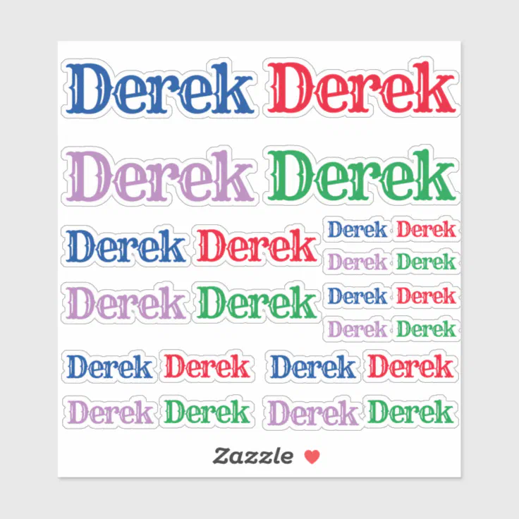 Variety of Sizes of the Name Derek Sticker | Zazzle