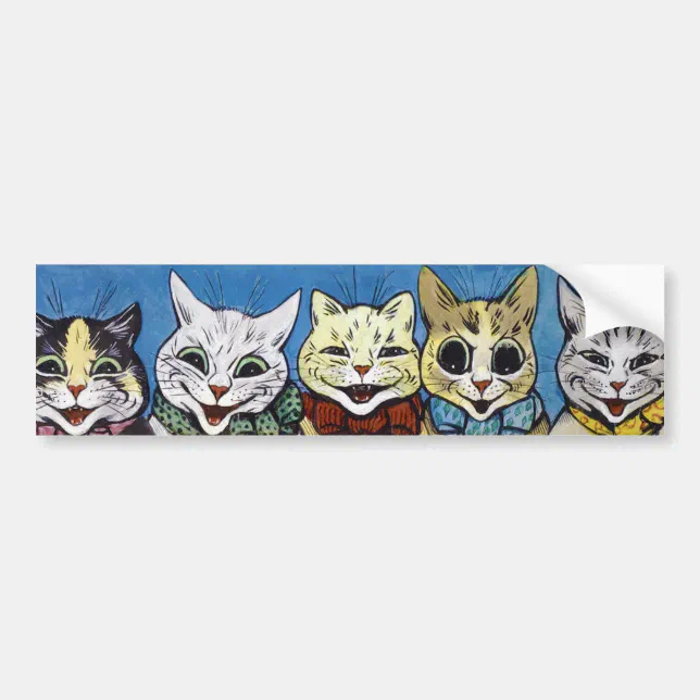 Various Cats Looking Out, Louis Wain Bumper Sticker | Zazzle