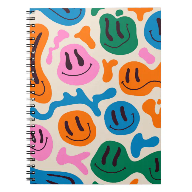 Various colorful melting smiling Faces. Lava lamp, Notebook | Zazzle