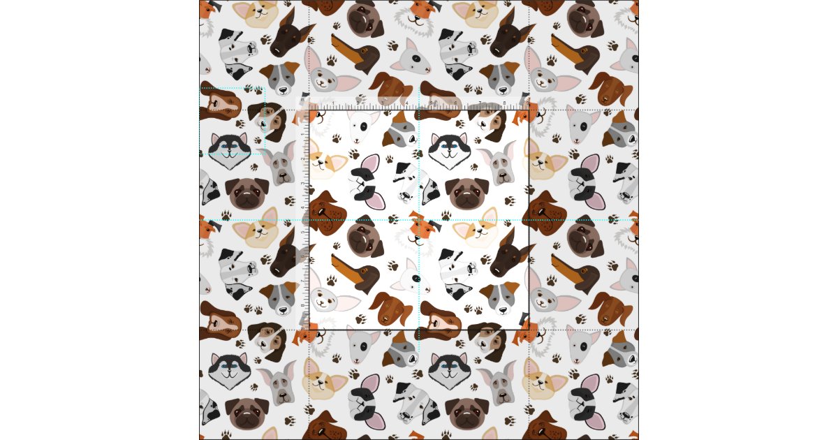 Various dog breeds pattern fabric | Zazzle