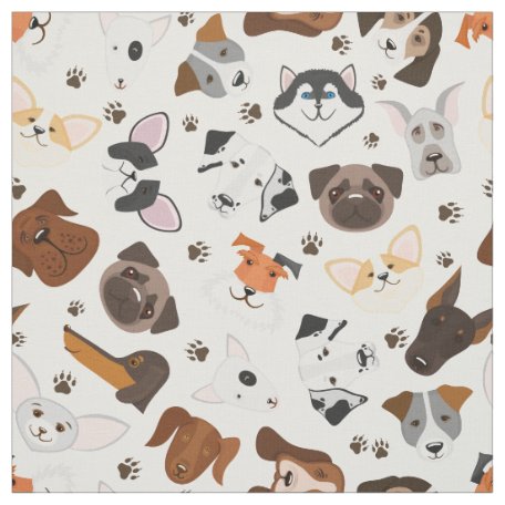Pug dog pattern fabric | Zazzle
