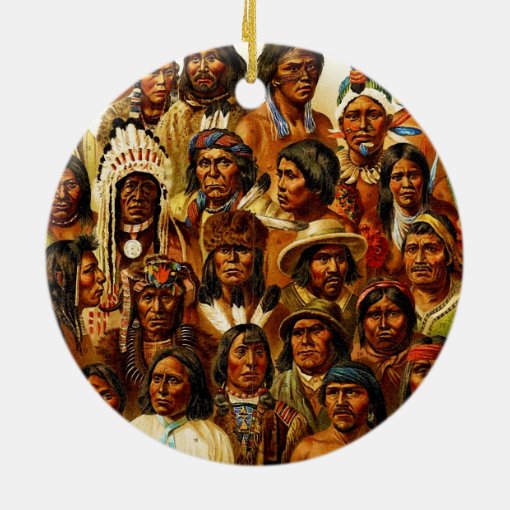 Various Tribes of Native American Indians Collage Ceramic Ornament | Zazzle