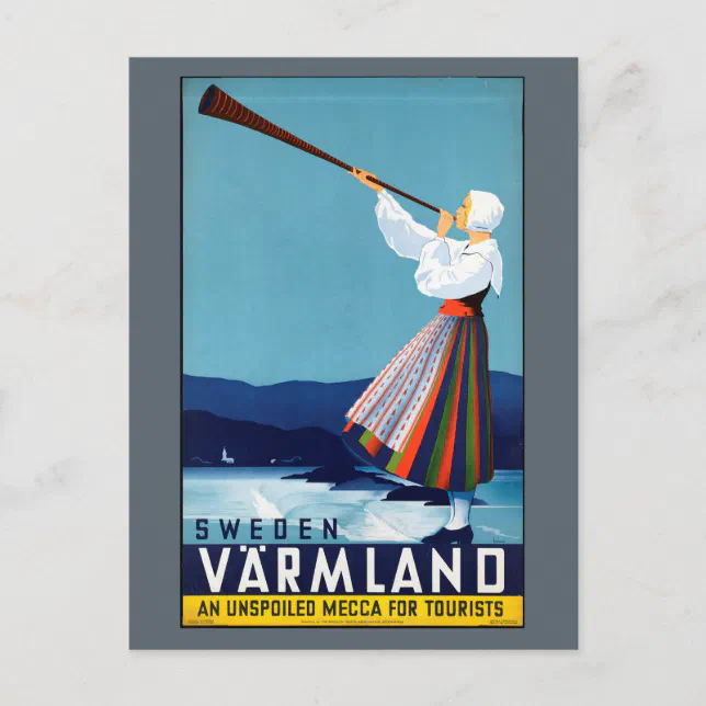 Varmland, Sweden Vintage Travel Poster Postcard | Zazzle