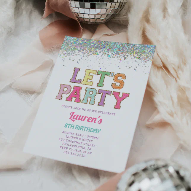 Varsity Patch Letters Birthday Party Invitation | Zazzle