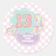 Varsity preppy pastel patch 13th Birthday Classic Round Sticker | Zazzle