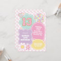 Varsity preppy pastel patch 13th Birthday Invitation | Zazzle