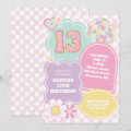 Varsity preppy pastel patch 13th Birthday Invitation | Zazzle