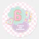 Varsity preppy pastel patch 6th Birthday Classic Round Sticker | Zazzle