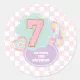 Varsity preppy pastel patch 7th Birthday Classic Round Sticker | Zazzle