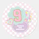 Varsity preppy pastel patch 9th Birthday Classic Round Sticker | Zazzle