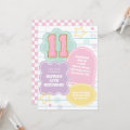 Varsity preppy pastel patch notebook 11th Birthday Invitation | Zazzle