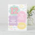 Varsity preppy pastel patch notebook 12th Birthday Invitation | Zazzle