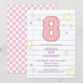 Varsity preppy pastel patch notebook 8th Birthday Invitation | Zazzle