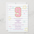 Varsity preppy pastel patch notebook 9th Birthday Invitation | Zazzle