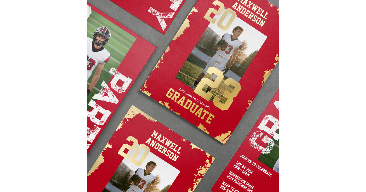 Varsity Sports Graduation Party Invitation Foil Invitation | Zazzle