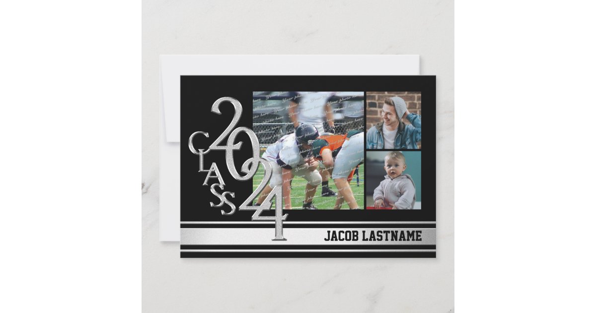 Varsity Stripe Tri Photo Graduate Invitation | Zazzle