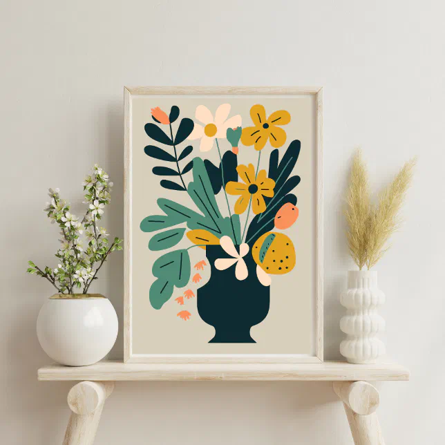 Vase Abstract Modern Botanical Flower Poster | Zazzle