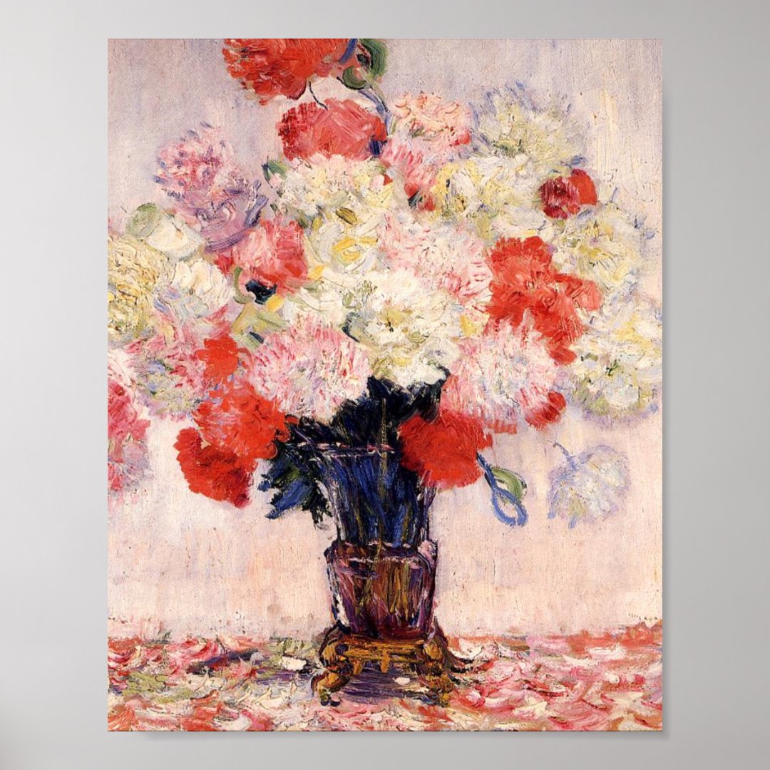 Vase Of Peonies By Claude Monet Poster | Zazzle